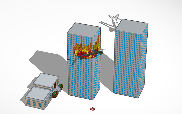 3D design twin towers - Tinkercad