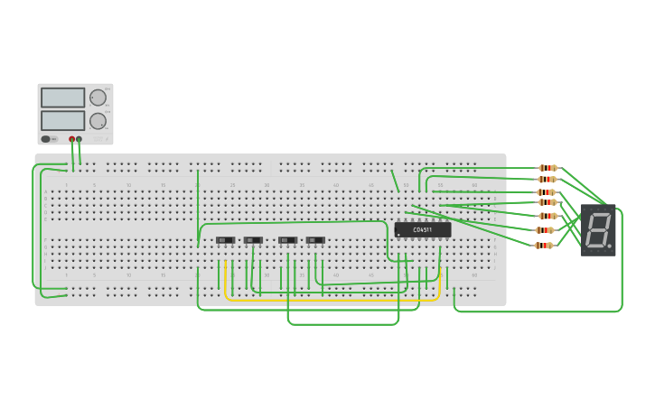 Circuit design binary to decimal. - Tinkercad