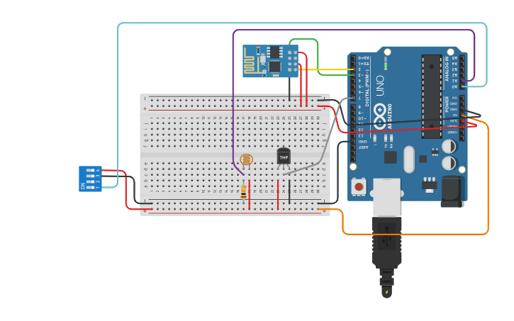 Circuit design Arduino - Send Data (via Wi-Fi) + Sensors - Tinkercad