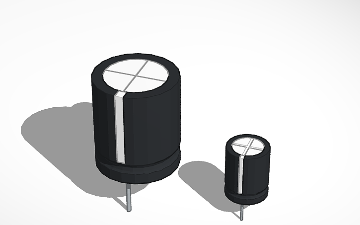 3D design Capacitor electrolítico polarizado - Tinkercad