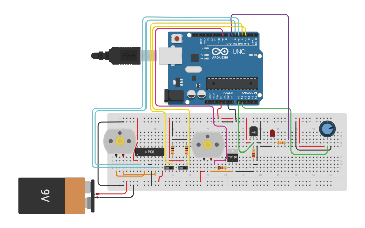 Circuit design Sensor de Humedad con Motores - Tinkercad