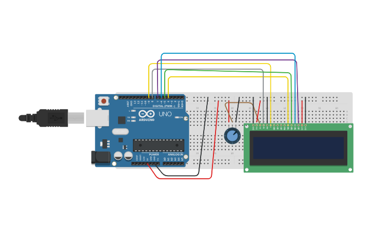 Circuit design Sistema em Arduino usando o Display LCD 16x2 - Tinkercad