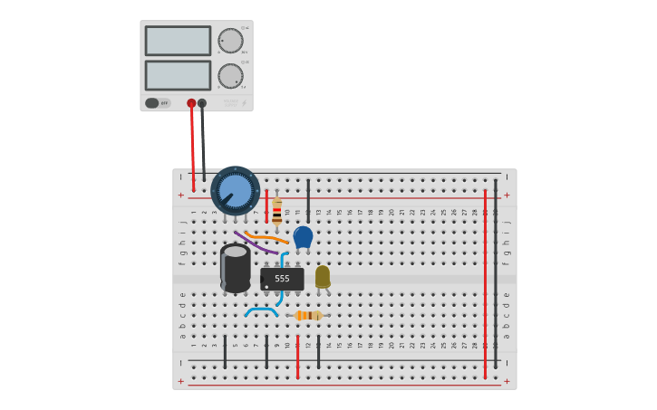 Circuit design NE555 - Tinkercad