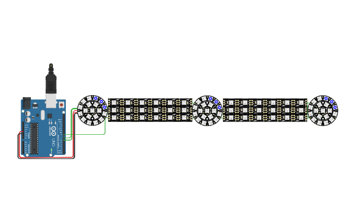 Circuit design Neopixel Strobe Arrow | Tinkercad