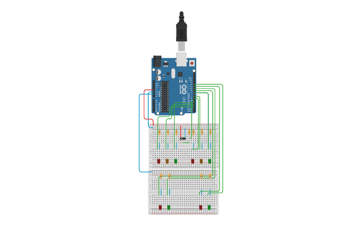 Circuit design Semafor | Tinkercad