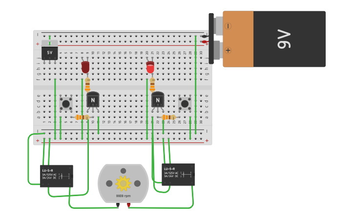 Circuit design 2 relay dc motor - Tinkercad Circuit design 2 relay dc motor - Tinkercad