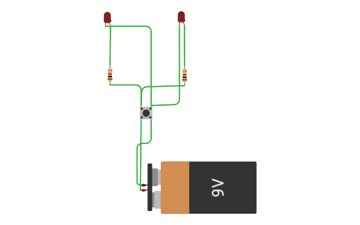 Circuit design Two led one battery | Tinkercad