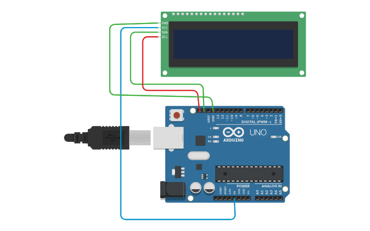 Circuit design LCD display - Tinkercad