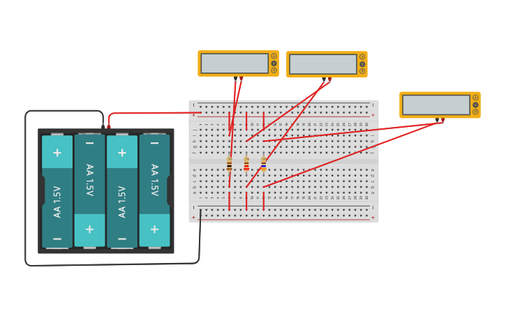 Circuit design C2:ResistenciasParaleloVoltaje | Tinkercad