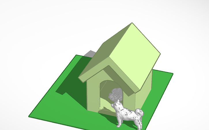 3D design dog house with dogs | Tinkercad