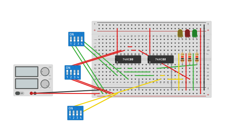 Circuit design AND, OR, NOT gate Test using NAND GATE - Tinkercad