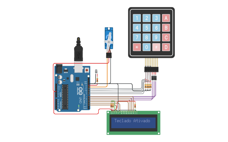 Circuit design Projeto Teclado + LCD + Servo Motor --- Atividade 2 ...