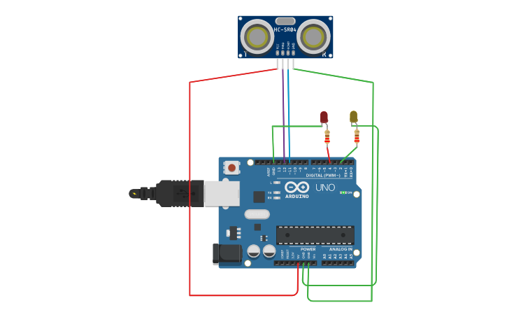 Circuit design Pinky Social Distance Alarm 2 | Tinkercad