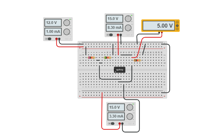 Circuit design 2.1 Circuit 1 - Unity Gain - Tinkercad