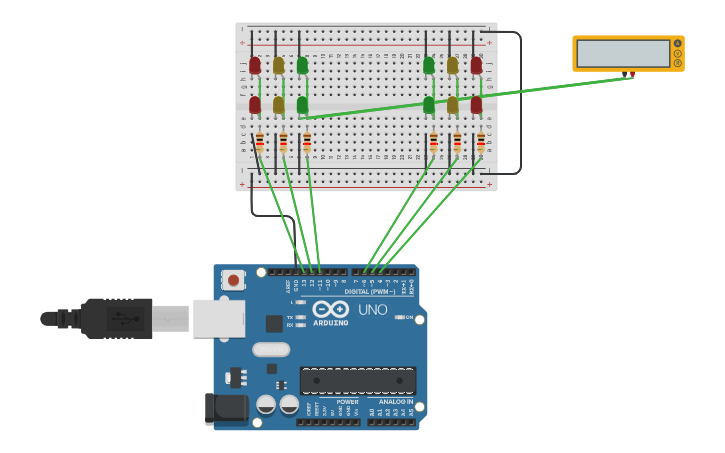 Circuit design Traffic Light project - Tinkercad