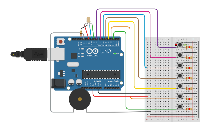 Circuit design Проект мини пианино - Tinkercad