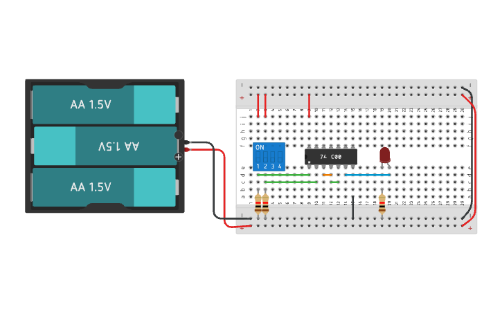 Circuit design AND con NAND - Tinkercad