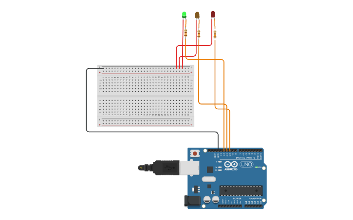 Circuit design Semáforo Arduino con Variable | Tinkercad