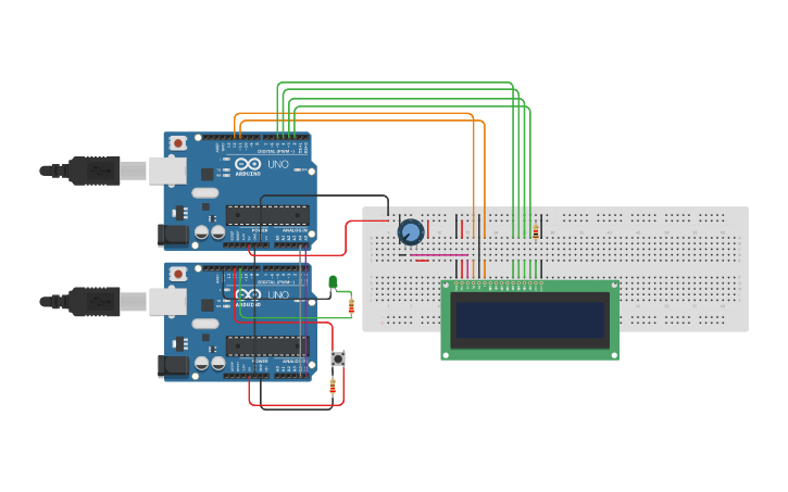 Circuit design Práctica 5. Protocolo I2C con LCD - Tinkercad