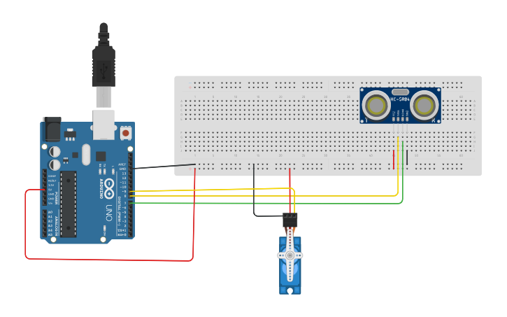 Circuit design SERVO+ULTRASONICO - Tinkercad