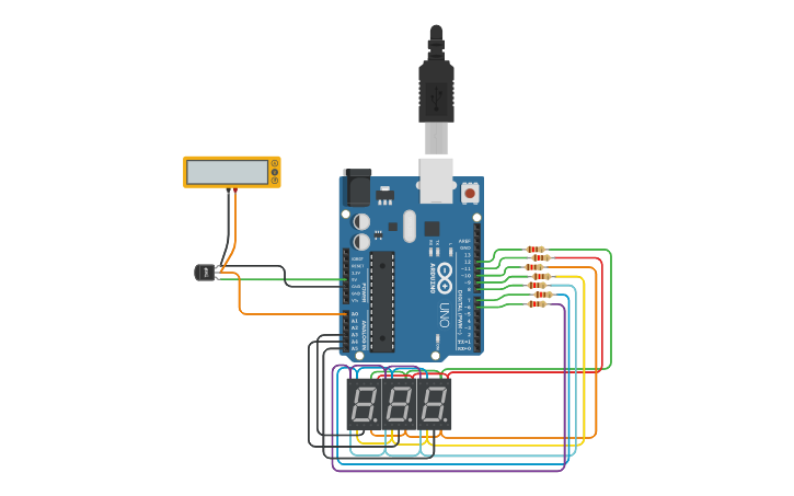 Circuit Design Termometro Tinkercad