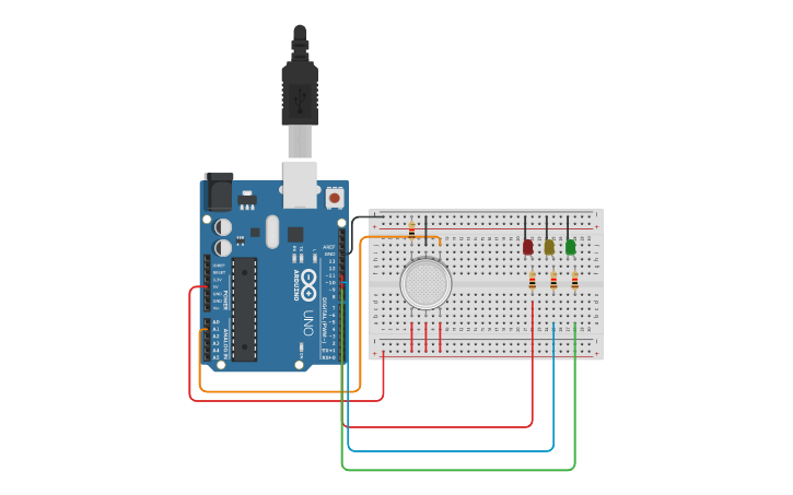 Circuit design Sensor de gas - Tinkercad