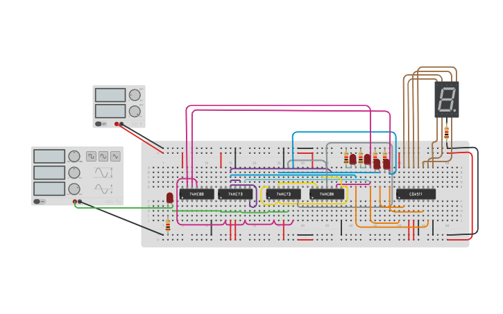 Circuit design JK Flip Flop - Tinkercad