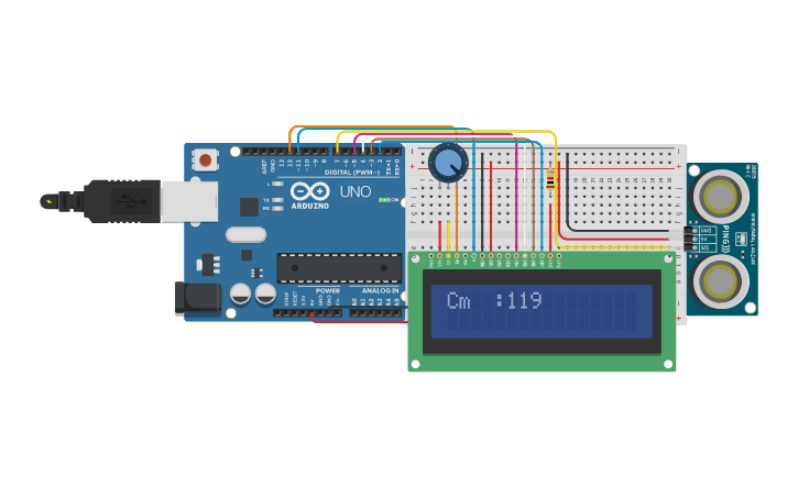 Circuit design Copy of Sensor Jarak | Tinkercad Circuit design Copy of Sensor Jarak | Tinkercad
