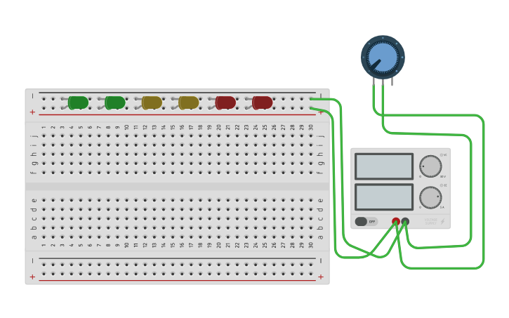 Circuit design Protoboard | Tinkercad