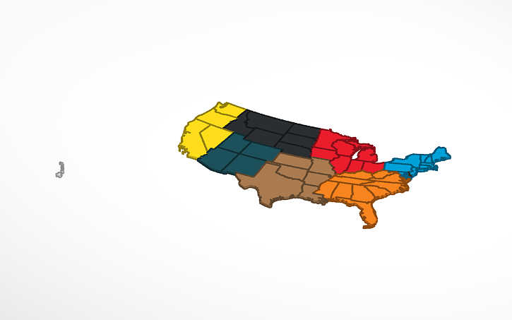 3D design Map of the United States in Sections - Tinkercad