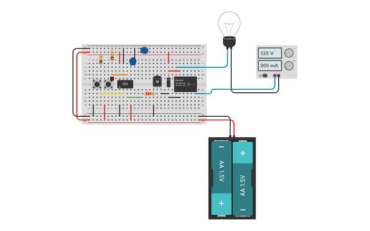 Circuit design Interruptor com 555 - Tinkercad