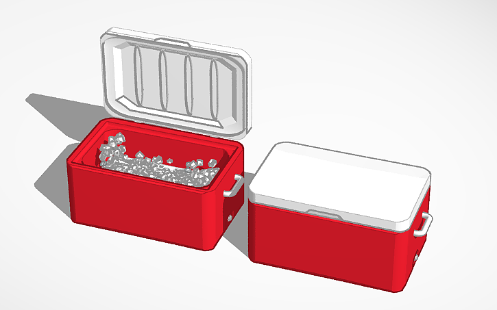 3D design Camping Cooler with ice - Tinkercad