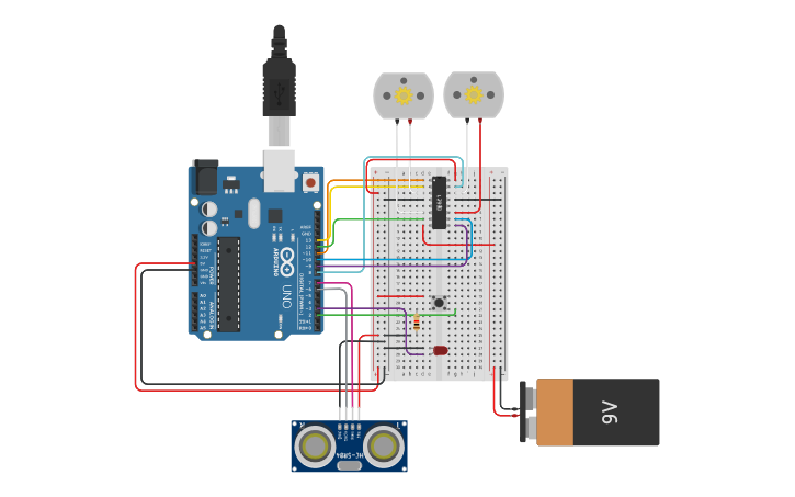 Circuit design Ultrasonic Door | Tinkercad