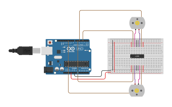 Circuit design Motor Driver (L293D) - Tinkercad