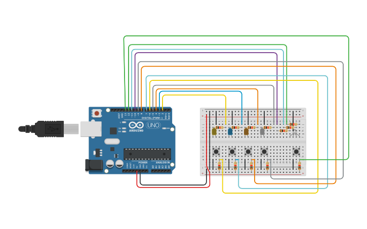 Circuit design sequence lumineuse | Tinkercad