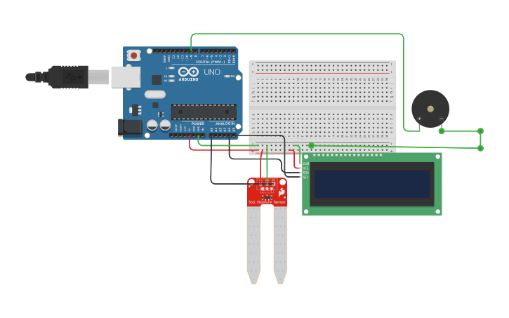 Circuit design Soil Moisture tester with buzzer and LCD (Sensor Project ...