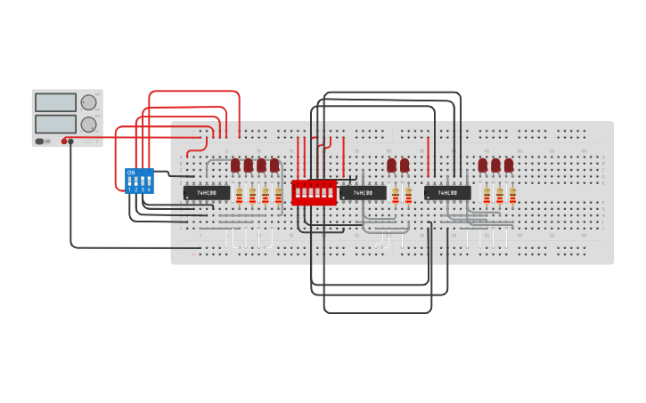 Circuit design Decimal to BCD Encoder - Tinkercad