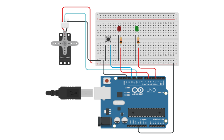 Circuit Design Servo Button Tinkercad