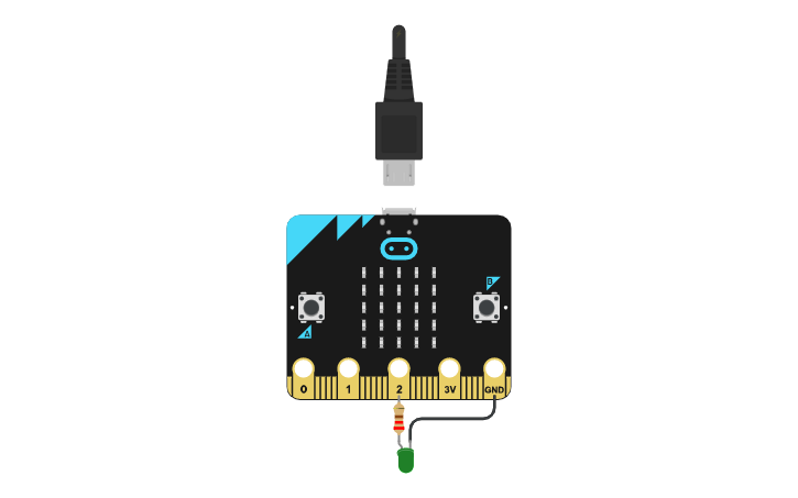 Circuit design LED by button | Tinkercad