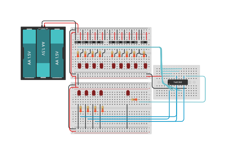 Circuit design 4-BIT ADDER - Tinkercad Circuit design 4-BIT ADDER - Tinkercad