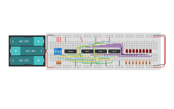 Circuit design DECODIFICADOR(3 a 8 lineas) - Tinkercad