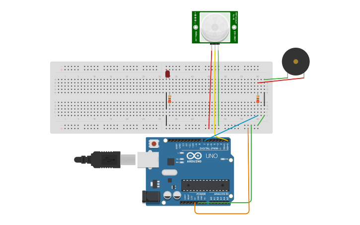 Circuit design Copy of Projeto arduíno - sensor de movimento, alarme ...