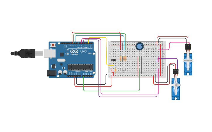 Circuit design Robot Arm - Arduino V1 - Tinkercad