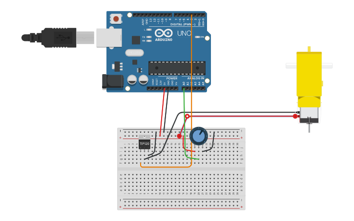 Circuit design DC motor Kontrol - Tinkercad