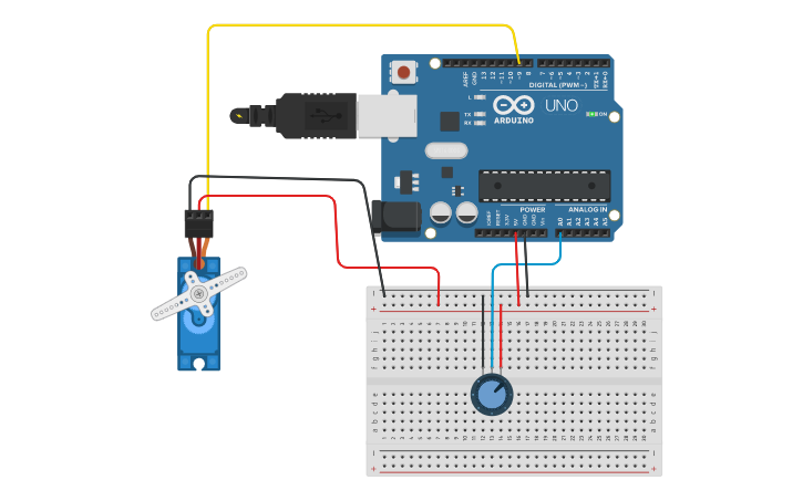 Circuit design Servo motor - Tinkercad