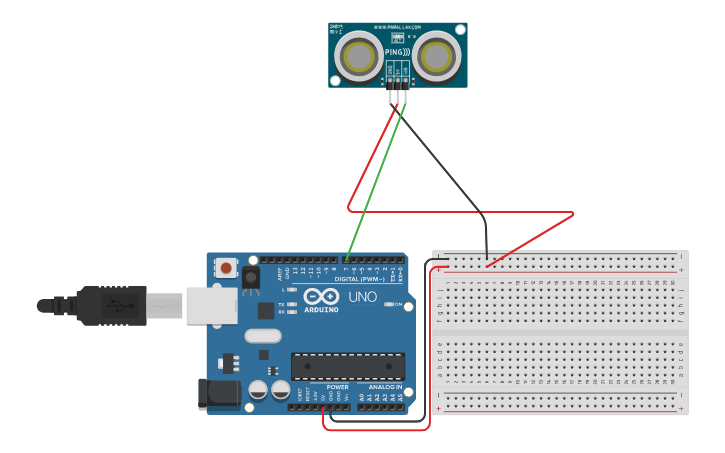 Circuit design Ping Ultrasonic Sensor - Tinkercad