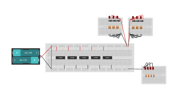 Circuit design Breadboard for 3 bit adder - Tinkercad