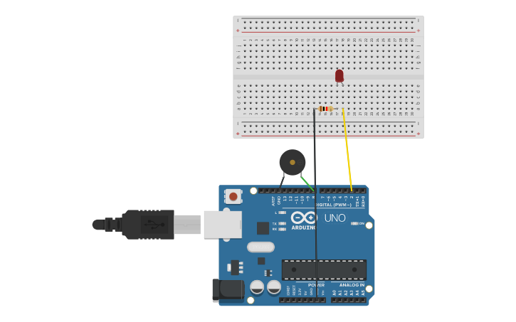 Circuit design led piezo | Tinkercad