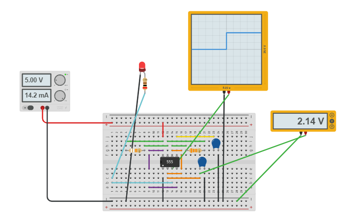 Circuit design Clock Circuit using 555 timer - Tinkercad
