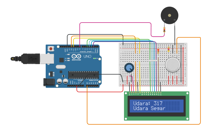 Circuit Design Air Quality Monitoring System Tinkercad